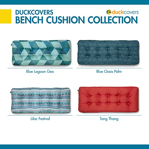 Duck Covers Water-Resistant Indoor/Outdoor Bench Cushion, 48 x 18 x 5 Inch, Blue Oasis Palm, Patio Bench Cushion