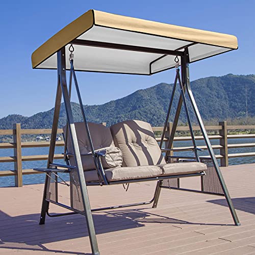 FengLS Terrace Swing Canopy,Swing Canopy Waterproof Anti-Uv Top Cover for Outdoor Garden Patio Porch Yard, Top Cover for Seat Furniture (Beige)(Only Cover) Blue,green