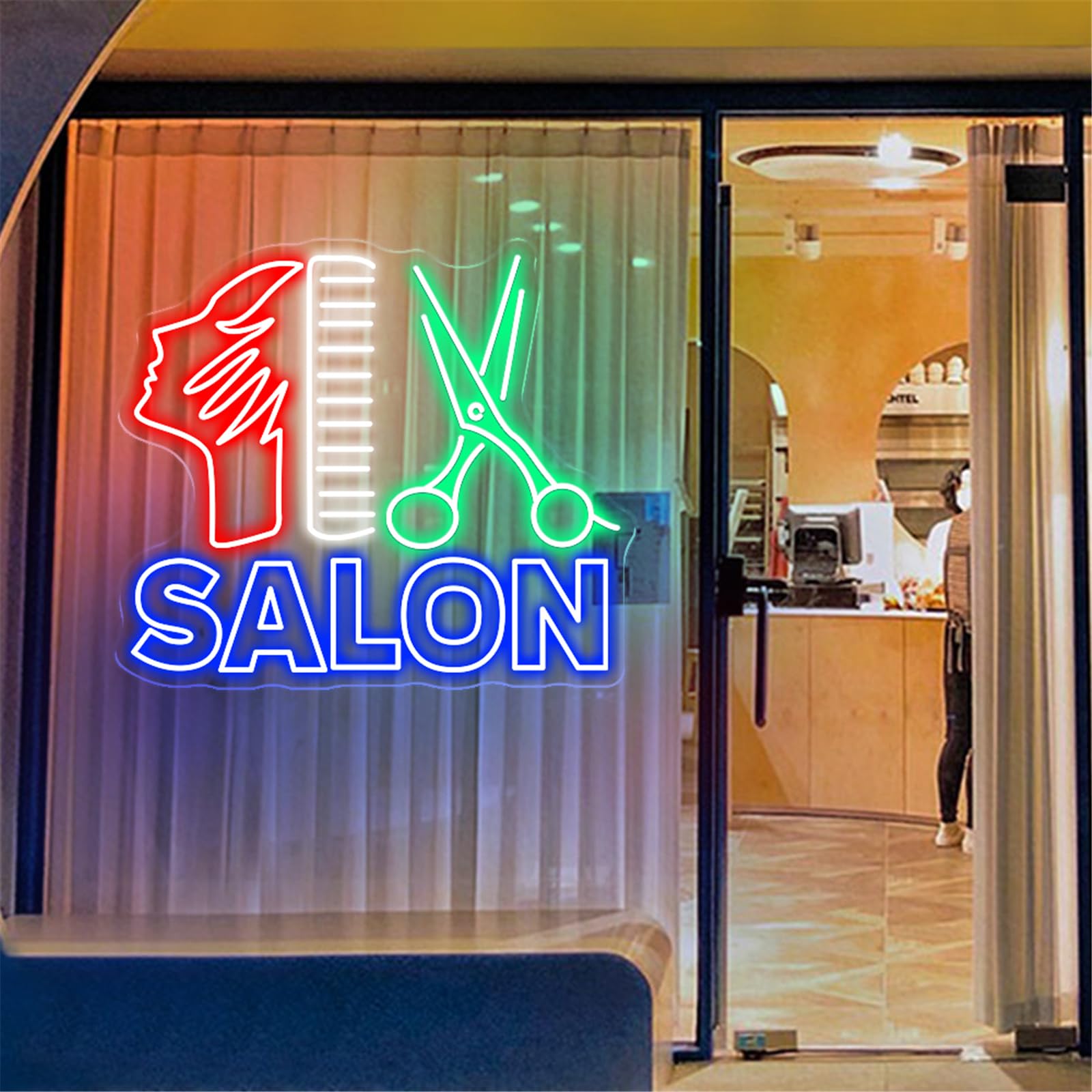 MEOMO Hair Salon Neon Signs Waxing Hair Salo Led Neon Light Open Headdress Design Neon Signs Neon for Barber Shop Decor Beauty Salon Wall Decoration With Dimmable Switch,28X24in