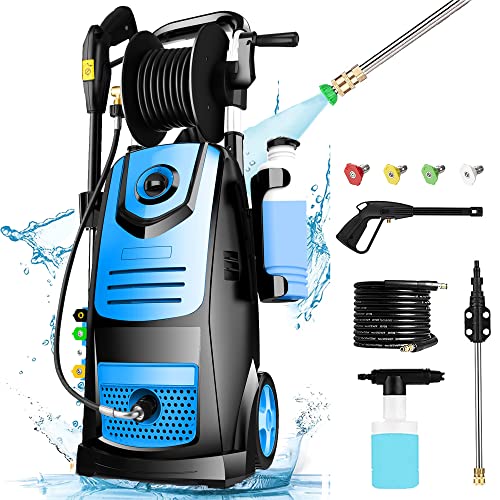 Electric Pressure Washer, Professional Electric Pressure Cleaner Machine with 4 Nozzles, Foam Cannon, 1800W High Power Washer with Soap Tank, IPX5 Car Wash Machine/Car/Driveway/Patio Clean