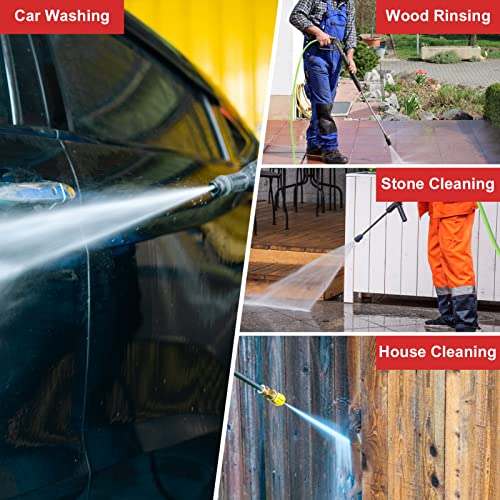 Pressure Washer Hose 100FT 1/4โ, 4000 PSI Kink Resistant High Pressure Hose M22 14mm Thread, Flexible Extension Replacement Hose with 3/8 Quick Connect Adapters for Power Washing