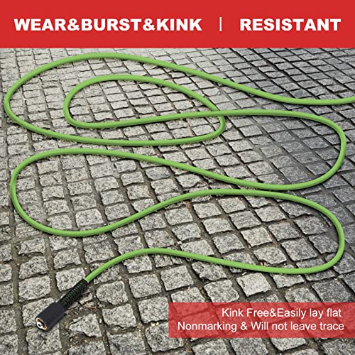 Pressure Washer Hose 100FT 1/4โ, 4000 PSI Kink Resistant High Pressure Hose M22 14mm Thread, Flexible Extension Replacement Hose with 3/8 Quick Connect Adapters for Power Washing