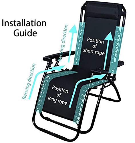 Four Seasons BeiJiaEr Zero Gravity Chair Heavy Duty Universal Replacement Cords (4.5 mm) Laces Bungee Elastic Patio Recliner Lounge Chair Repair Stretch Cords (4 Cords) (Black)