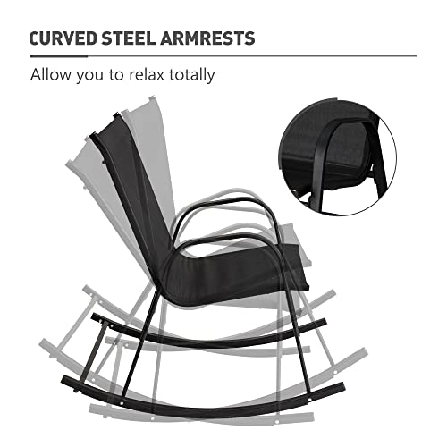 DREAMO Outdoor Patio Rocking Chair Portable Rocker Seating Metal Black