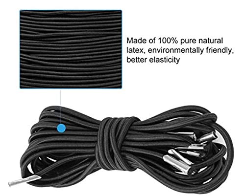 Four Seasons BeiJiaEr Zero Gravity Chair Heavy Duty Universal Replacement Cords (4.5 mm) Laces Bungee Elastic Patio Recliner Lounge Chair Repair Stretch Cords (4 Cords) (Black)