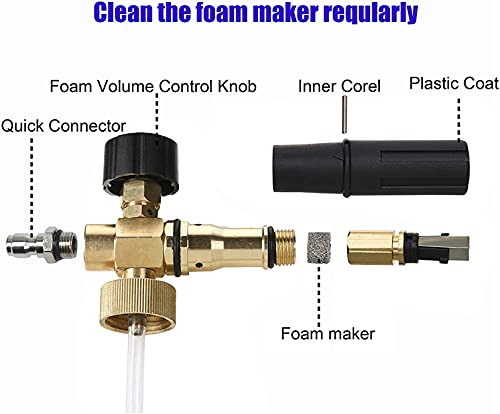 Tool Daily Short Pressure Washer Gun with Foam Cannon, 1/4 Inch Quick Connector, with 5 Pressure Washer Nozzle Tips, 1 Liter