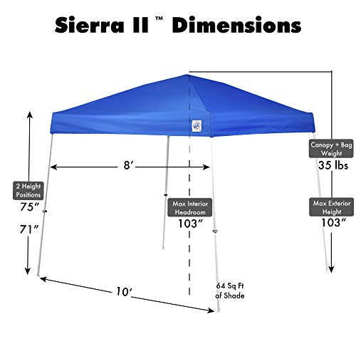 E-Z UP SR9104BL Sierra II 10 by 10-Feet Canopy, Blue