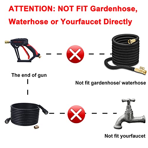 Tool Daily Short Pressure Washer Gun with Foam Cannon, 1/4 Inch Quick Connector, with 5 Pressure Washer Nozzle Tips, 1 Liter