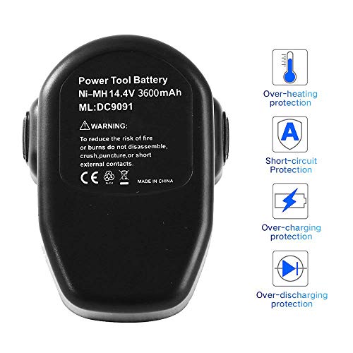 [Upgraded to 3600mAh] Ni-Mh Replacement Battery Compatible with Dewalt 14.4V Battery DC9091 DW9094 DC9091 DW9091 DW935 DE9038 DE9091 DE9092 Cordless Power Tools 1 Pack
