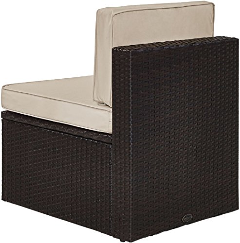 Crosley Furniture KO70090BR-SA Palm Harbor Outdoor Wicker Center Chair, Brown with Sand Cushions