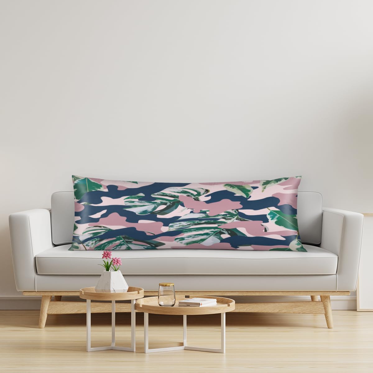 Camo Camouflage Body Pillow Covers Decorative Soft Bedding Satin Pillowcase with Zipper Closure Cooling Breathable Long Pillow Case-21"x 54"