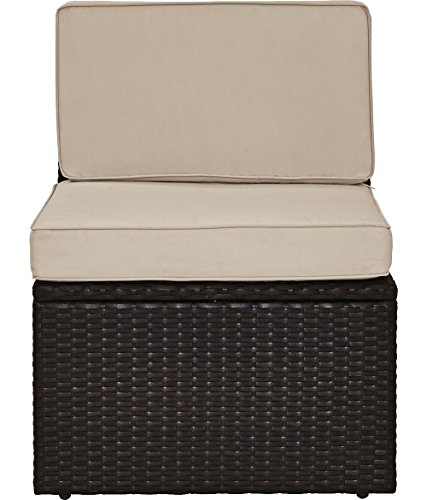 Crosley Furniture KO70090BR-SA Palm Harbor Outdoor Wicker Center Chair, Brown with Sand Cushions