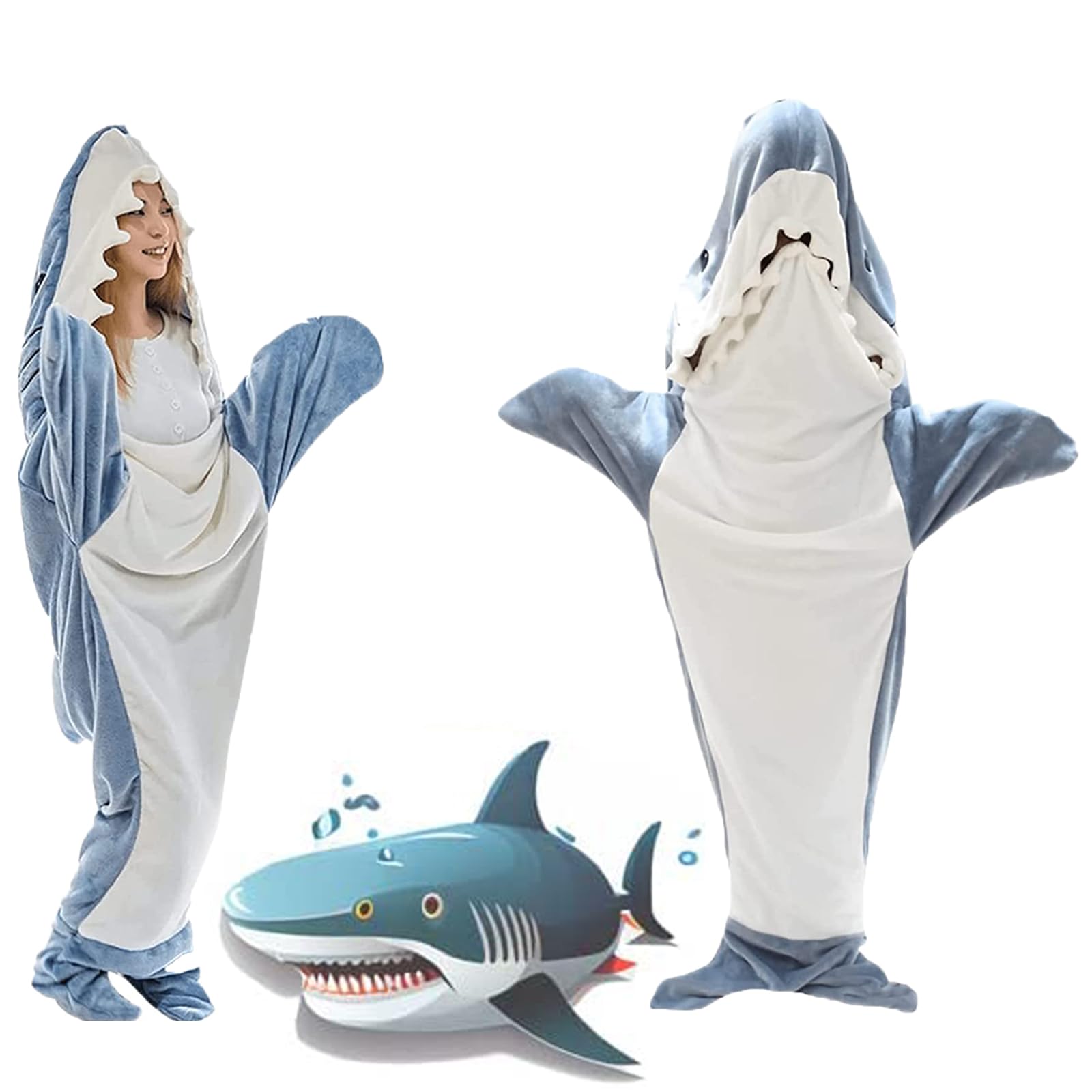 Shark Blanket - Shark Blanket Hoodie Adult,Wearable Shark Blanket Adult or Shark Sleeping Bag,Super Soft Cozy Flannel (XXXL)