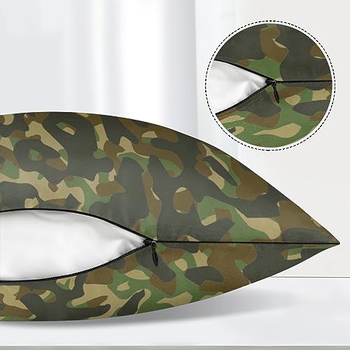 Forest Camo Pattern Body Pillow Covers Decorative Soft Bedding Satin Pillowcase with Zipper Closure Cooling Breathable Long Pillow Case-21"x 54"