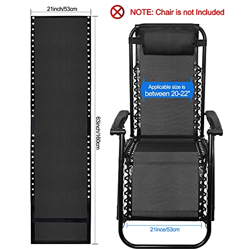 sailimu XL Zero Gravity Chair Replacement Fabric, Hook & Loop Fixed Top Sling Chair Fabric, Oversize Anti-Gravity Folding Lounge Repair Cloth Part for Outdoor Patio Beach Pool Lawn 63x21 Inches