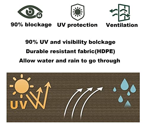 Abrotain Outdoor Shade Fabric Sun Shade Cloth 9'9"x9'9" Brown Privacy Screen Shade Sail Garden, Pergola, Deck, Canopy, Backyard Patio Sunshade