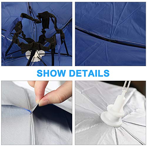 Hunter's Tail UV Umbrella Hat, with Umbrella Fishing Gardening Tri-Folded Umbrella One Ventilate Canopy 91cm, Bright Silver