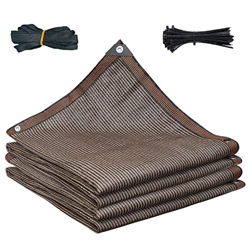 Abrotain Outdoor Shade Fabric Sun Shade Cloth 9'9"x9'9" Brown Privacy Screen Shade Sail Garden, Pergola, Deck, Canopy, Backyard Patio Sunshade