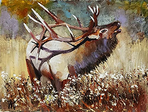 Bugle of the Bull, Wildlife by Internationally Renowned Painter Yary Dluhos