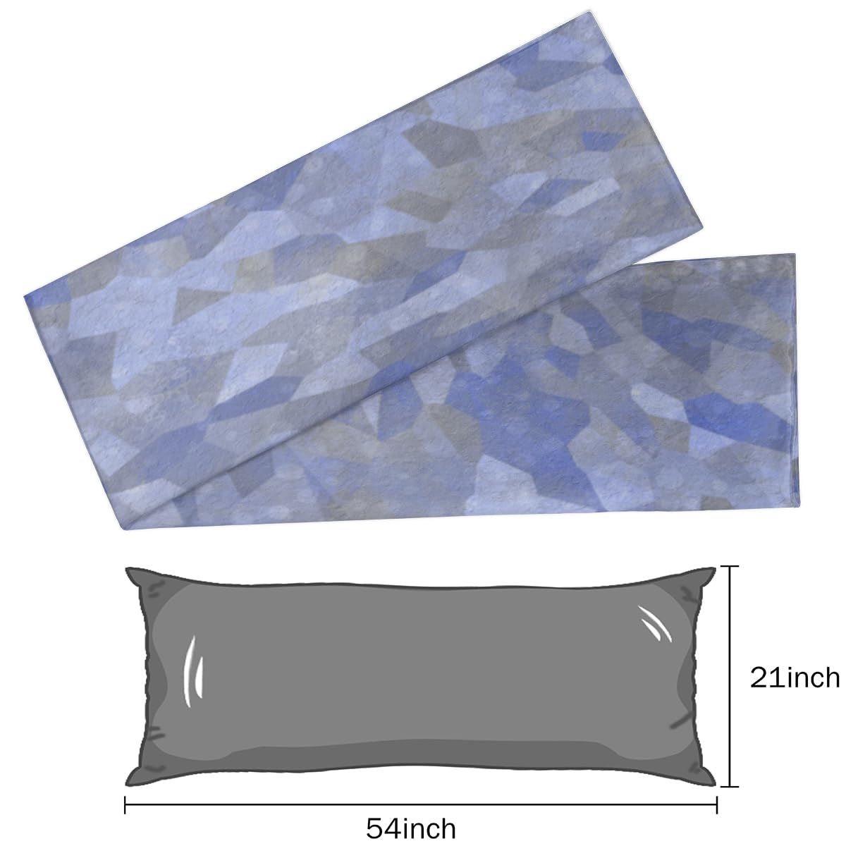 Swirl Camo Body Pillow Covers Decorative Soft Bedding Satin Pillowcase with Zipper Closure Cooling Breathable Long Pillow Case-21"x 54"