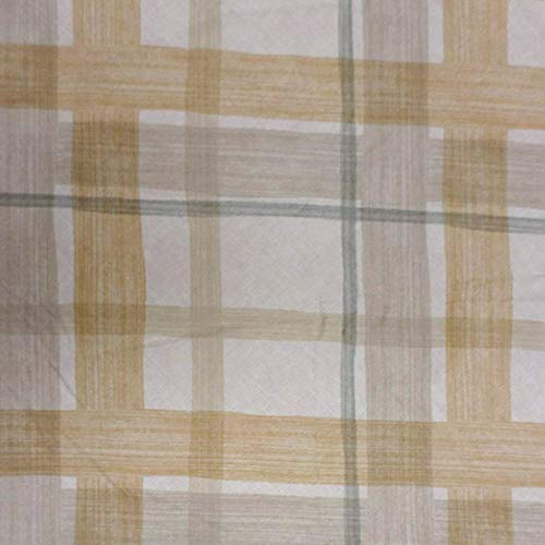 LAMINET Elastic Fitted Table Cover - Harvest Plaid (Beige) - Oblong/Oval - Fits Tables up to 48 x 68β