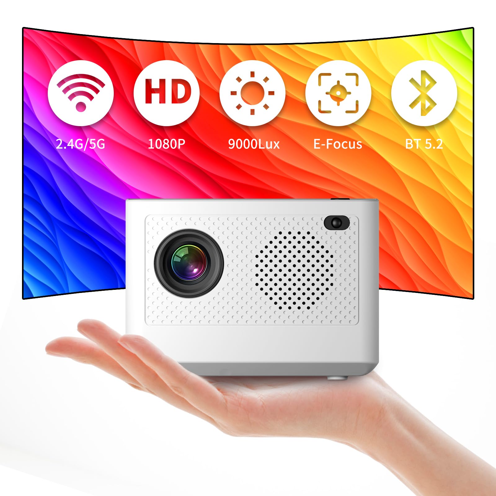 ONE·MIX 2023 Upgraded Mini Projector with WiFi and Bluetooth, Indoor Video Projector Home Theater HD 1080P, portable Outdoor Movie Projector for HDMI/USB/Smarphone/Laptop/PS5