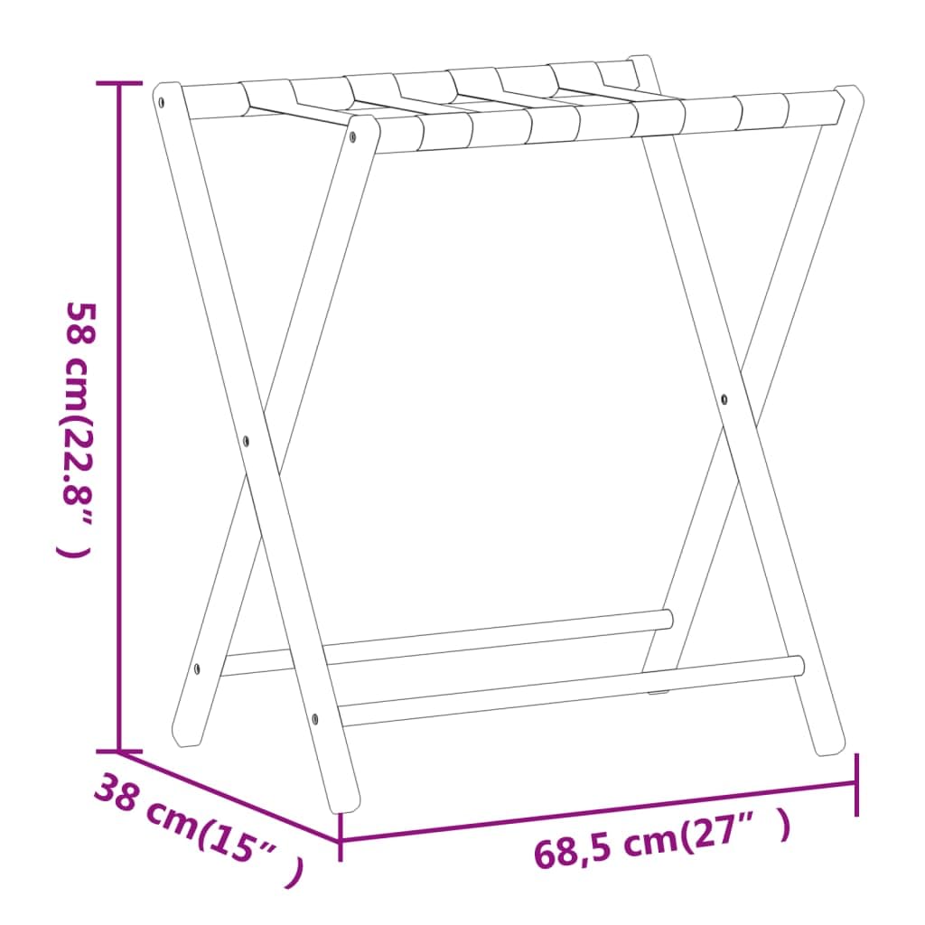 vidaXL 27"x15"x22.8" Foldable Luggage Rack -Natural Bamboo Suitcase Stand with Waterbase Finish, Ample Storage, and High Load Capacity