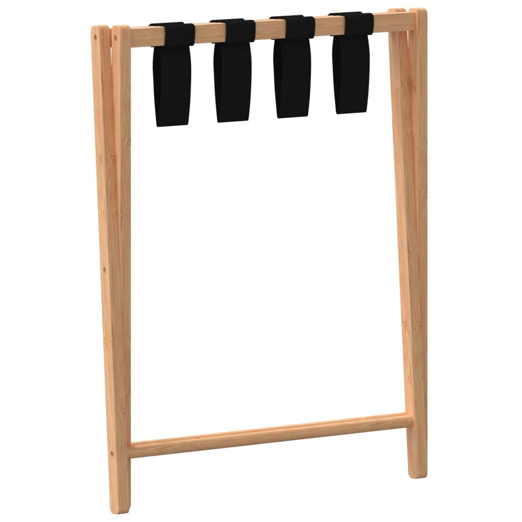 vidaXL 27"x15"x22.8" Foldable Luggage Rack -Natural Bamboo Suitcase Stand with Waterbase Finish, Ample Storage, and High Load Capacity