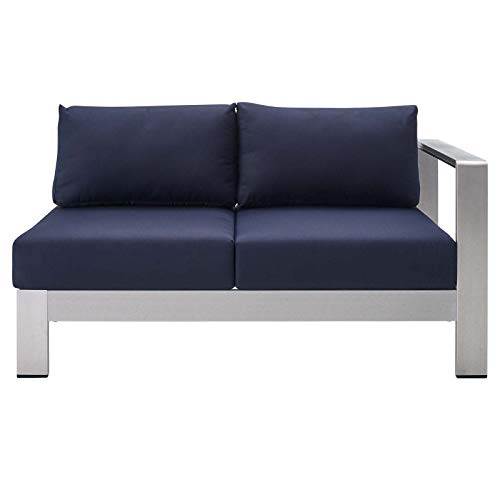 Modway EEI-4222-SLV-NAV Shore Sunbrella Patio Right-Arm in Silver Navy