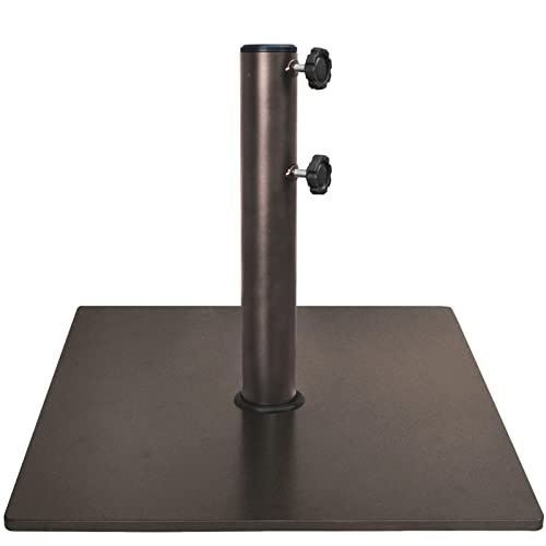 EliteShade USA Up to 160 lbs Square Umbrella Base Steel Plate Stand Market Patio Outdoor Heavy Duty Umbrella Holder, Bonus 18.5" Square Weight Sand Bag (Sand is not Included), Reddish-Brown