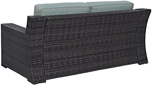 Crosley Furniture KO70102BR Beaufort Outdoor Wicker Loveseat, Brown with Mist Cushions