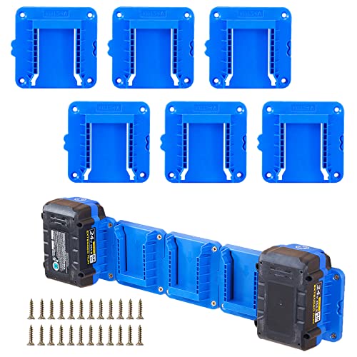 Crivnhar 6 Pack Battery Holder Work for Kobalt 24V Max Battery Mounts Dock Holder Fit for KB624-03 KB524-03 KB424-03 KB224-03(w/24 Screws, No Battery)