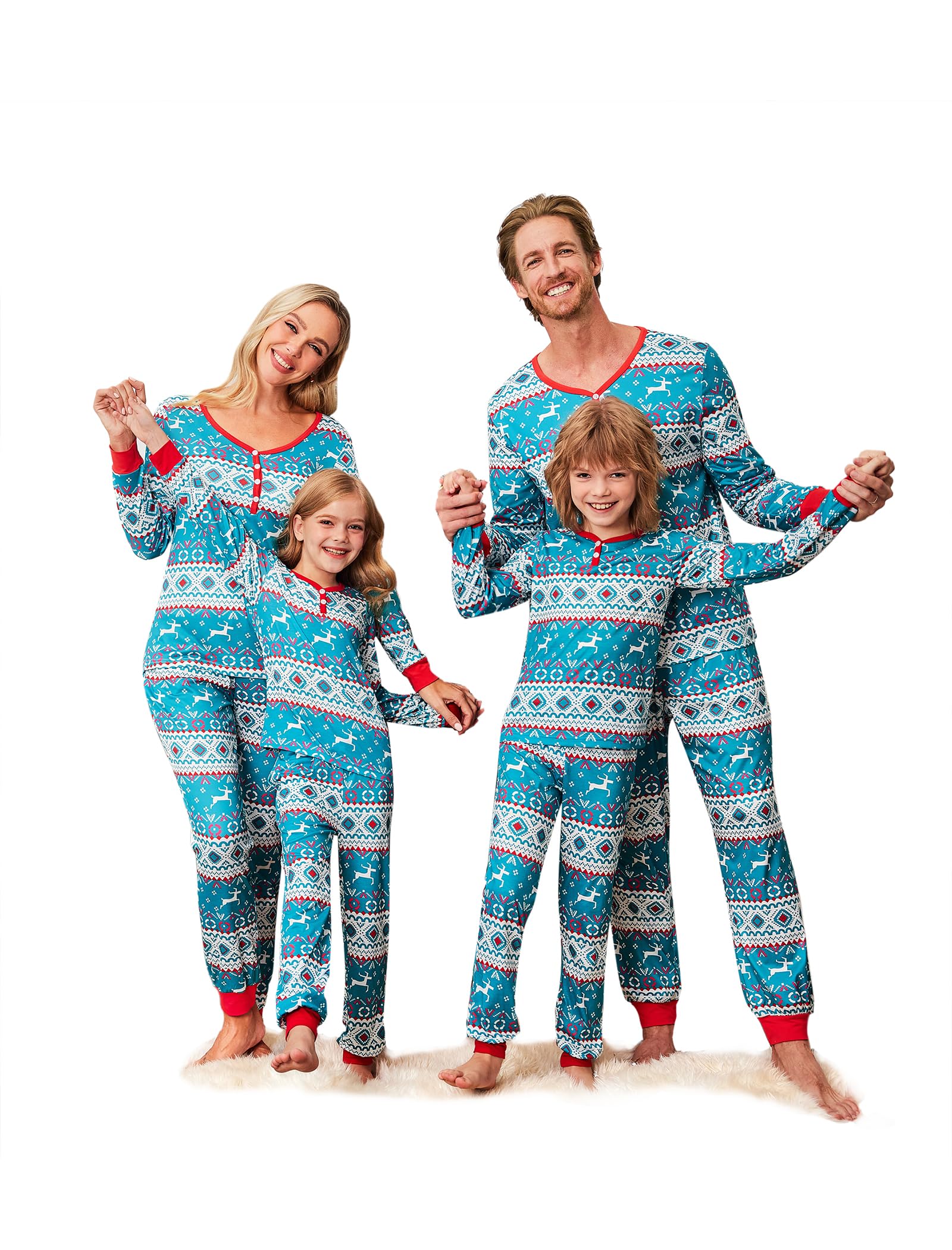 Ekouaer Christmas Pajamas for Family Matching Pj Sets Womens Mens Kids Pjs Long Sleeve Sleepwear Lounge Sets Outfits