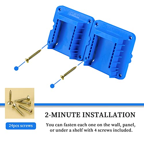 Crivnhar 6 Pack Battery Holder Work for Kobalt 24V Max Battery Mounts Dock Holder Fit for KB624-03 KB524-03 KB424-03 KB224-03(w/24 Screws, No Battery)