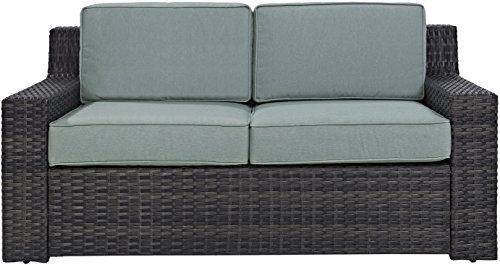 Crosley Furniture KO70102BR Beaufort Outdoor Wicker Loveseat, Brown with Mist Cushions