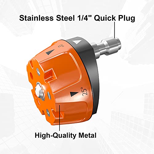 POHIR Adjustable Pressure Washer Nozzle Tip, 5 in 1 Quick Changeover Power Washing Nozzle with 1/4 Quick Connect, Pressure Washer Multi Nozzle Head 3600 PSI