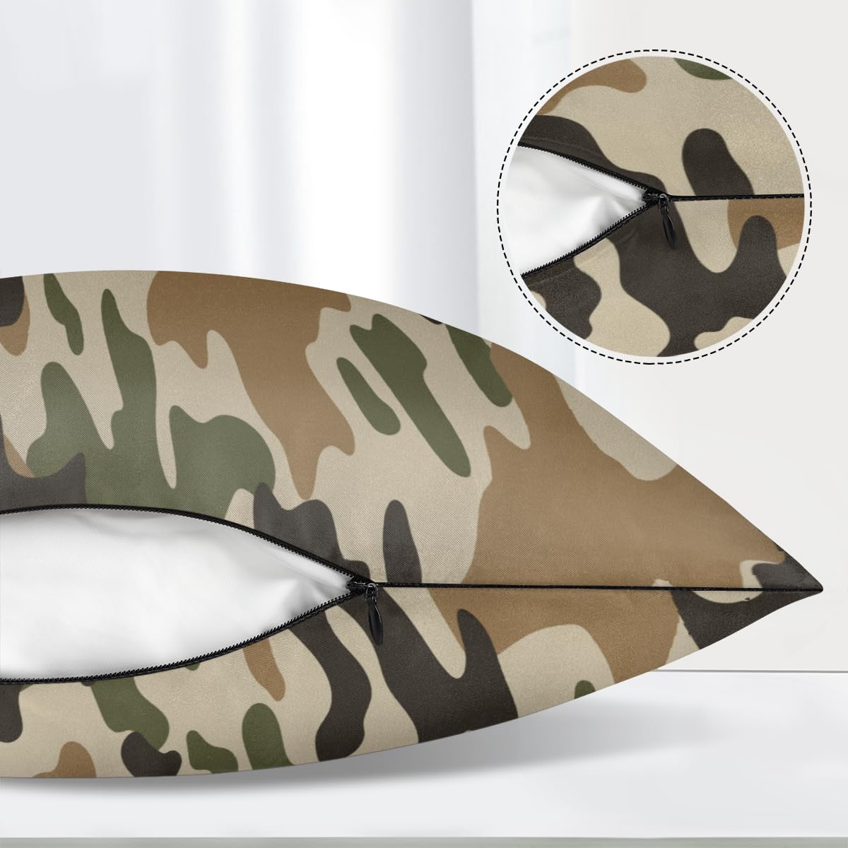 Camo Body Pillow Covers Decorative Soft Bedding Satin Pillowcase with Zipper Closure Cooling Breathable Long Pillow Case-21"x 54"