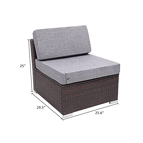 LUKEO 2 Pieces PE Wicker Rattan Armless Sofa Patio Furniture Set for Garden and Outdoors