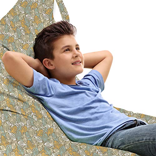 Ambesonne Neutral Color Lounger Chair Bag, Vintage Style Blossom Leaves Pattern Mother Nature Petals Beauty, High Capacity Storage with Handle Container, Lounger Size, Umber and Multicolor