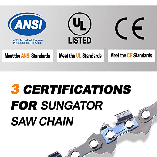 SUNGATOR 2-Pack 16 Inch Chainsaw Chain SG-R56, - 3/8" LP Pitch - .043" Gauge - 56 Drive Links, Compatible with Poulan, Greenworks, Dewalt and More