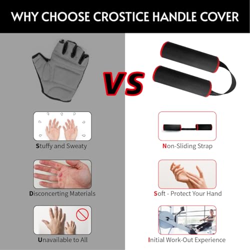 Handle Cover for Rowing Machine(NO Sliding), Compatible with Peloton Rower and Concept 2, Fits for Most Rowing Machine, Red Rowing Gloves Comfort, Rowing Grip, Row Without Pain, Strong Absorbent