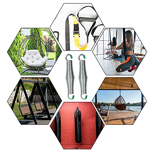 EXPERY 2 Pack Porch Swing Springs, Heavy Duty Hammock Hanging Chair Spring, Znic Plated Hanger Ceiling Mount Spring for Hanging Swing Bench, Hammock Chair, Punching Bag, Yoga Sling