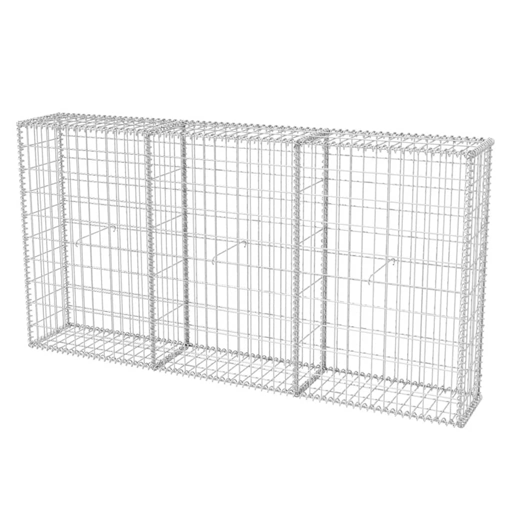 GOLINPEILO Fence Panel Outdoor Privacy Fence Screen Gabion Basket for Retaining Wall Block Gabion Cages Outdoor Decorative Fences Fencing for Yard, Silver Galvanized Steel 78.7"x11.8"x39.4" -A