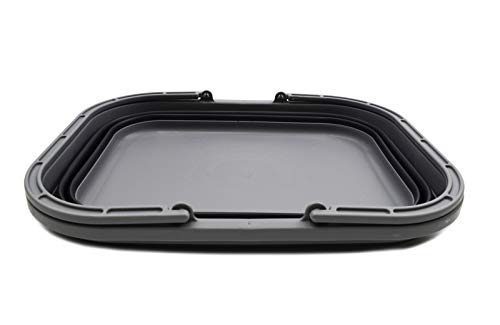 SAMMART 12L (3.17 gallon) Collapsible Tub with Handle - Portable Outdoor Picnic Basket/Crater - Foldable Shopping Bag - Space Saving Storage Container (1, Grey/Black)