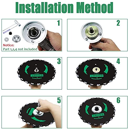 ACEBINTE 9" x 20T Chainsaw Tooth Brush Blades Kit, Cutter Trimmer Weed Eater Blade, Steel Grass Brush Cutter Blade, 2 Blades, with Adapter for Cutter, Trimmer, Weed Eater Chainsaw Tooth…