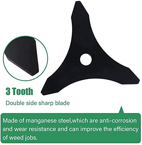 ACEBINTE 9" x 20T Chainsaw Tooth Brush Blades Kit, Cutter Trimmer Weed Eater Blade, Steel Grass Brush Cutter Blade, 2 Blades, with Adapter for Cutter, Trimmer, Weed Eater Chainsaw Tooth…