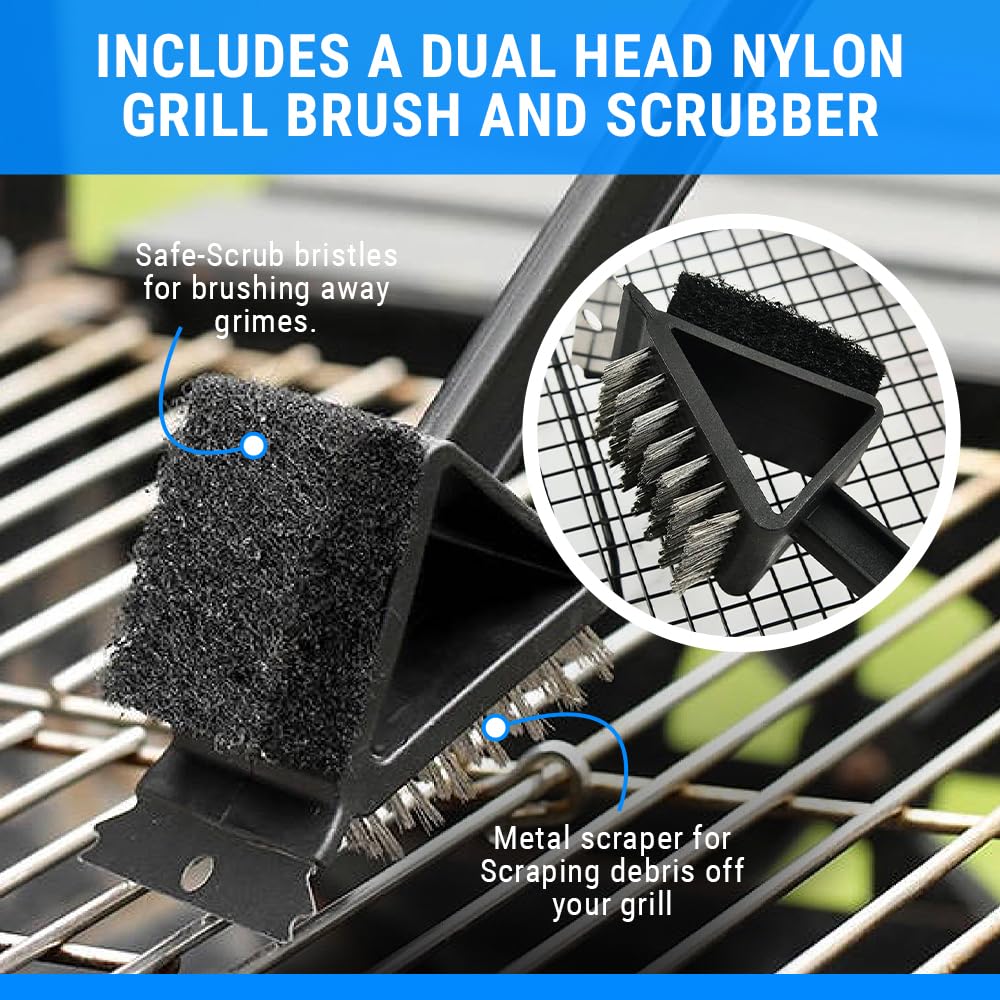 EmGi Grilling Basket 2 PCS, w/ BONUS Grill Brush, BBQ Grill Basket, Rolling Grilling Basket, Stainless Steel Grill Mesh Barbeque Grill Accessories, Portable Grill Baskets for Outdoor Grill for Fish,
