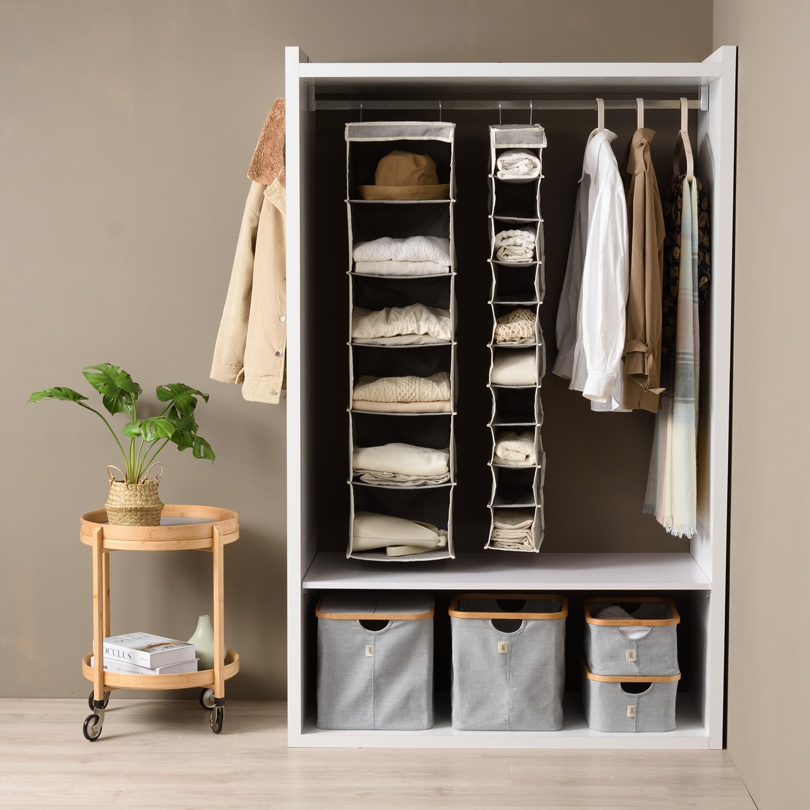 GUDEE ALFIO Shelf Hanging Closet Organizer, Collapsible Hanging Shelves with Dual Sturdy Hooks for Storage, 6 Open Shelving Windows