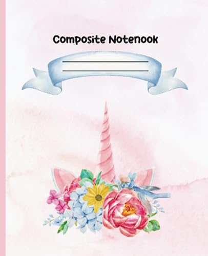Composition Notebook: Colorful Watercolor Unicorn Light pink Background - 7.5" X 9.25" 150 Pages Wide Ruled