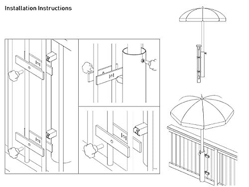 LOVE YOUR DECK | Patio Umbrella Holder | Outdoor Umbrella Base and Mount | Attaches to Railing Maximizing Patio Space and Shade